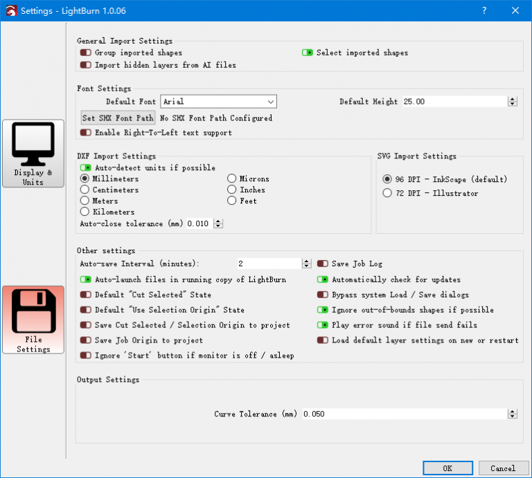 INFO NEED: LightBurn Setting and Log – NEJE
